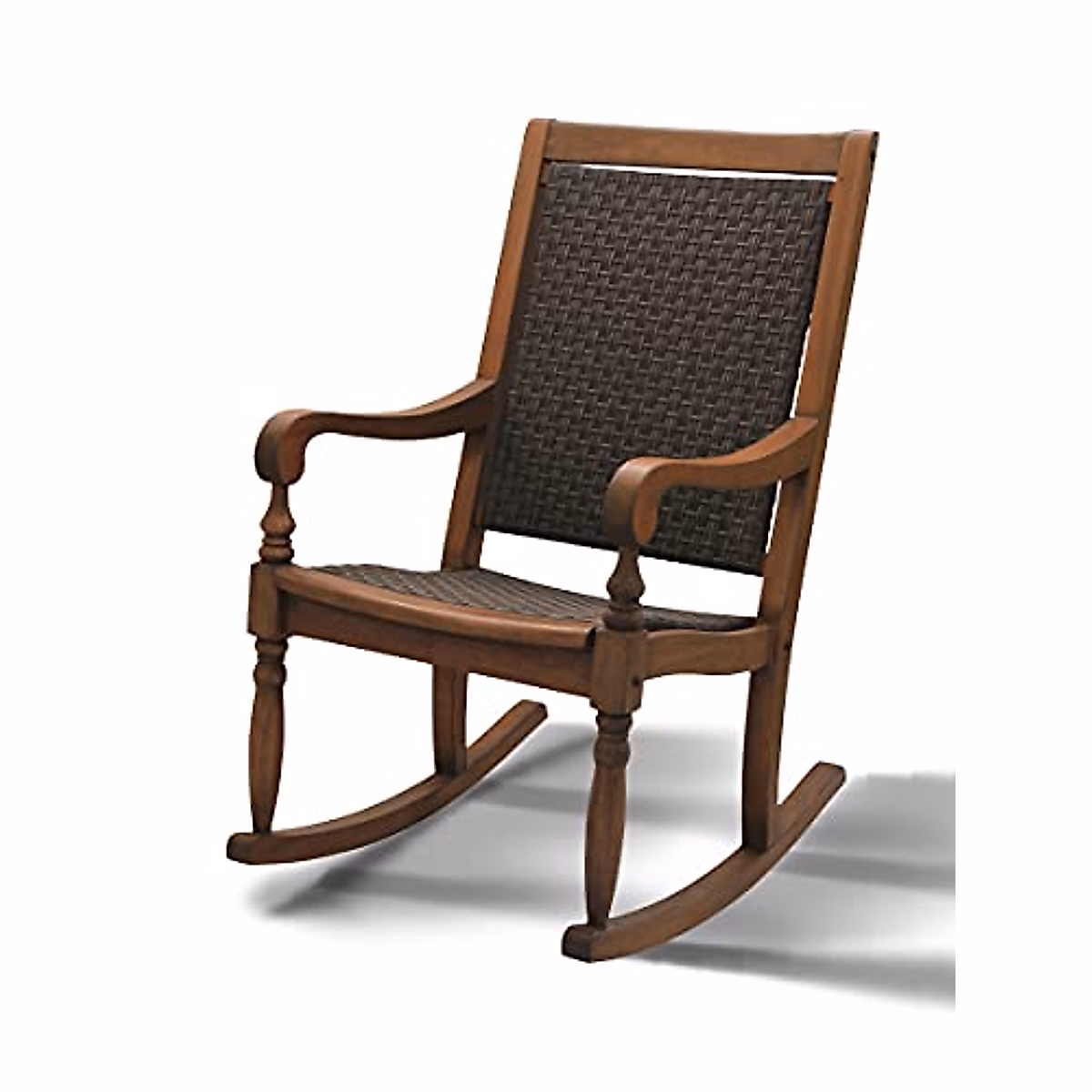 Cambridge Casual Solid Wood Lyon Oversized Rocking Chair, Natural Brown Wicker