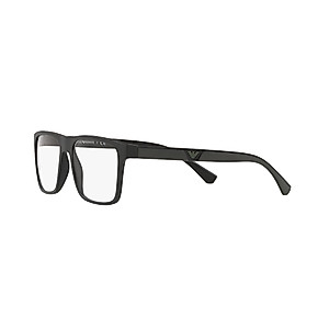 Emporio Armani Men's EA4115 Prescription Eyewear Frames with Two Interchangeable Sun Clip-Ons Rectangular, Matte Black/Clear/Black/Gradient Brown, 54 mm