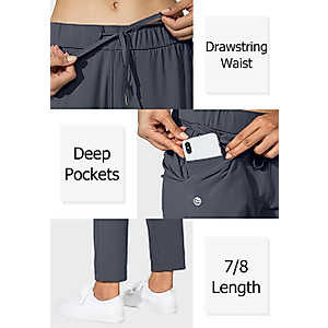 G Gradual Women's Pants with Deep Pockets 7/8 Stretch Sweatpants for Women Athletic, Golf, Lounge, Work (Dark Grey, Large)