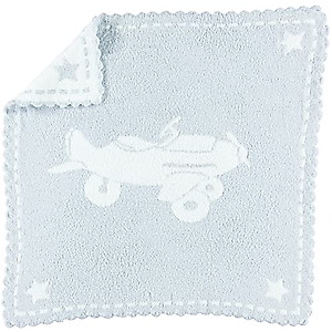 Barefoot Dreams CozyChic Scalloped Baby Receiving Blanket - Blue & White 30x 32,B551
