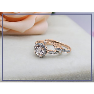 Dazzlingrock Collection 5.5 MM Cushion Morganite & Round Diamond Ladies Halo Wedding Ring Set in 14K Rose Gold, Size 9