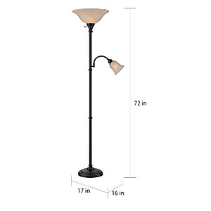 Lite Source Torchiere Lamps Ls-82550Ab Henley Torch/Reading Lamp, 17" L x 16" W x 72" H, Antique Brass