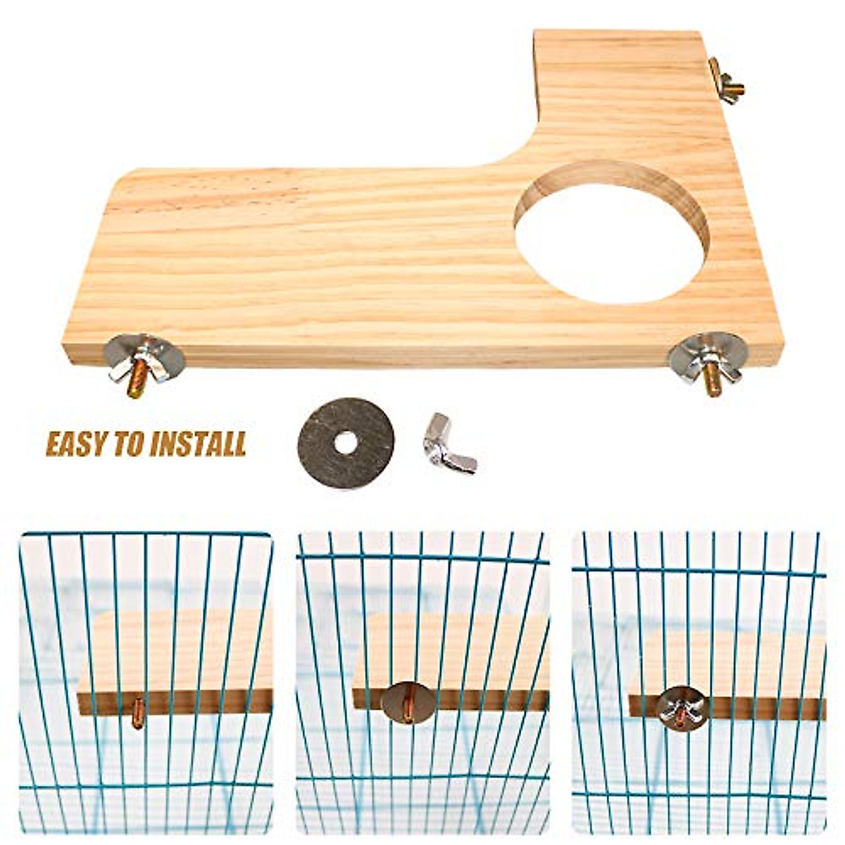 Squirrel Gerbil Chinchilla and Dwarf Hamster L-shaped Round Hole Wooden Platform, 3 Pieces of Natural Hamster Standing Platform Chinchilla Cage Accessories, Birds Parrots Activity Playground (style-1)