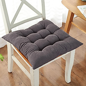 WJXBoos Set of 2 Chair Pads,Rectangle Seat Pads,Super Soft Stool Cushions Square Seat Cushions with Ties for Small stools School Office (Grey,16"*16"*2")