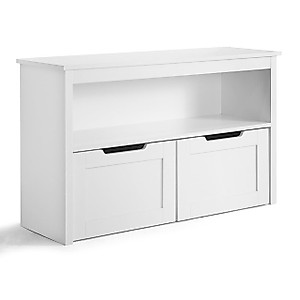 CAPHAUS Toy Storage Organizer with 2 Wheeled Drawers, White, Playroom Organization and Storage, Floor Toy Box with Wheels and Shelf, for Kids, Boys and Girls, Nursery, Playroom and Bedroom