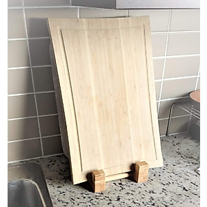 Stock N Wares Bamboo Cutting Board Holder, Pot Lid Holder, Cook Book Stand, Tablet Holder for Kitchen, Stylish Low Profile, 10.38" Lx7 Wx2.5 H(26.35cmx17.78cmx6.35cm)