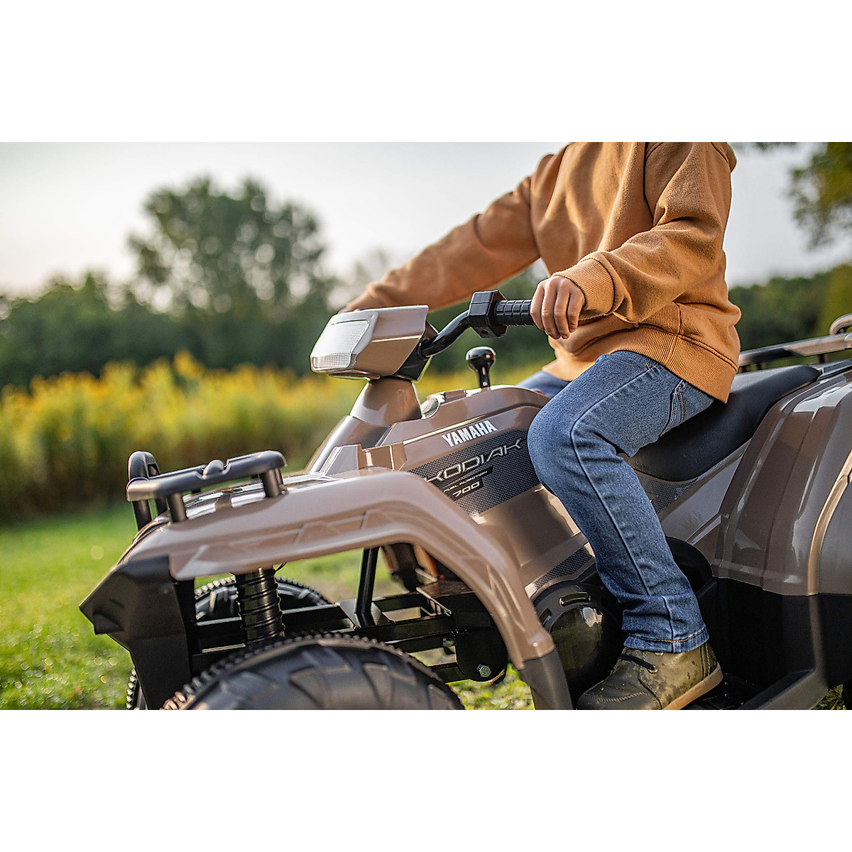 Kid Trax Yamaha ATV Toddler/Kids Electric Ride On Toy, 12 Volt, 3-7 yrs Old, Max Weight 88 lbs, Single or Double Riders, MP3 Player Input, Kodiak Tan