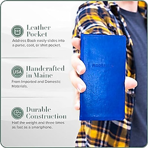 Gallery Leather Small Address Book with Alphabetical Tabs up to 403 Records, Leather Notebook Hardcover, Telephone and Address Books - 6 x 3.25 ", Key West Turquoise