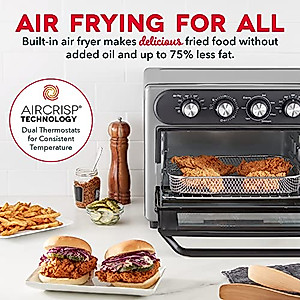 Dash Chef Series 7 in 1 Convection Toaster Oven Cooker, Rotisserie + Electric Air Fryer with Non-stick Fry Basket, Baking Pan & Rack, Skewers, Drip Tray & Recipe Book, 23L, Graphite