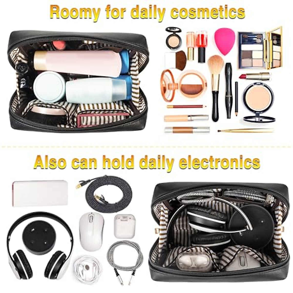 MATEIN 14 Inch Laptop Bag for Women, Lightweight PU Leather Computer Briefcase, Ladies Business Office Work Bag with USB Charging Port, Fashion Waterproof Shoulder Bag Handbags Purse 2pcs Set, Black