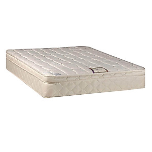 Continental Sleep 10-Inch Medium Plush Eurotop Pillowtop Innerspring Mattress and 4" Low Profile Wood Box Spring/Foundation Set, Twin, White LT Brown