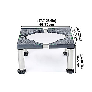 Heightening Stainless Steel Shelf Holder Washing Machine and Refrigerator Stand 24-27cm A Tumble Dyer Floor Trays Extendable Appliance Base for Vertical Air Conditioner -4 Legs