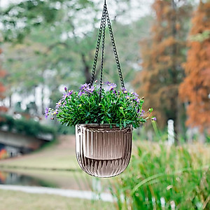 Josteve 6.5 Inch 2 Pcs Self Watering Hanging Planter Indoor Plant Pots Drainage Holes, Outdoor Hanging Planters Flower Pot Basket, Visible Water Level, Plant Hanger Home Decor, Gardening