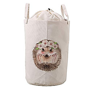 LifeCustomize Large Laundry Hamper Basket Hedgehog Flowers Clothing Storage Bins Boxes Toy Organizer Foldable Waterproof Nursery Hamper with Handles