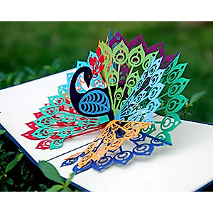 CUTPOPUP Mother's Day Card Pop Up, Birthday 3D Greeting Card (Peacock)