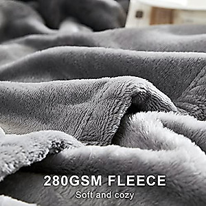 Hansleep Fleece Blanket Twin Size Grey, Soft Cozy Twin Blanket, Fuzzy Flannel Lightweight Blanket for Bed, Sofa, Couch, Travel, Camping, 60 x 80 Inches
