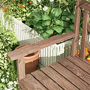 Timechee Outdoor Garden Bench, 43.3" Patio Wood Loveseat Benches, 2-Person Weather Resistance Wooden Garden Seating Furniture with Armrests & Backrest for Porch,Lawn, Brown