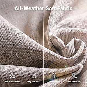 ovios 6 Pieces Patio Furniture Set with Fire Pit Table, Outdoor Wicker 3-Seat Sofa with Comfy Cushion, High Back Rattan Conversation Set for Garden Backyard, Beige