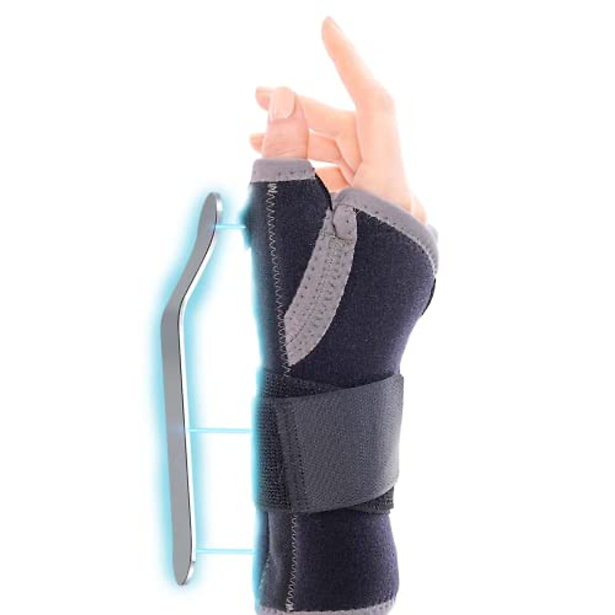 ikido Carpal Tunnel Wrist Brace, Adjustable Wrist Support Splint, Unisex Thumb Support with Metal Splint, Fits Right and Left Hand for Tendonitis, Arthritis, Sprains (Right)