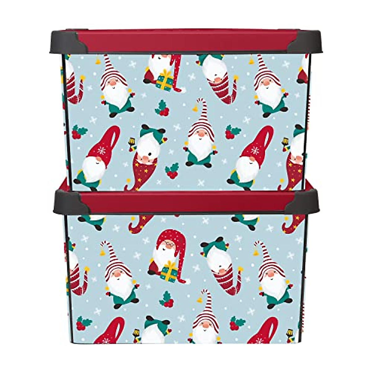 Simplify “Gnome Sweet Gnome Design Storage Bin | Christmas Tote | Holiday Décor Decorations Organizer | Lidded | Stackable | White