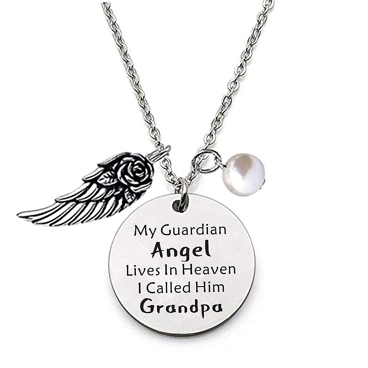 liduola Grandpa Memorial Gifts - My Guardian Angel Lives in Heaven I Called Him Grandpa - in Memory of Grandpa Cremation Necklace Grandfather Remembrance Gifts