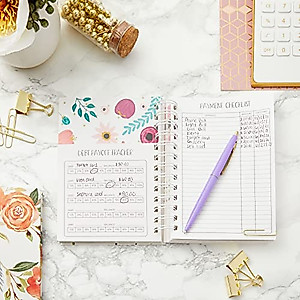 Floral Monthly Budget Planner, Bill Organizer with 24 Pockets, Debt Payoff Tracker, Payment Checklist (5 x 7 In)
