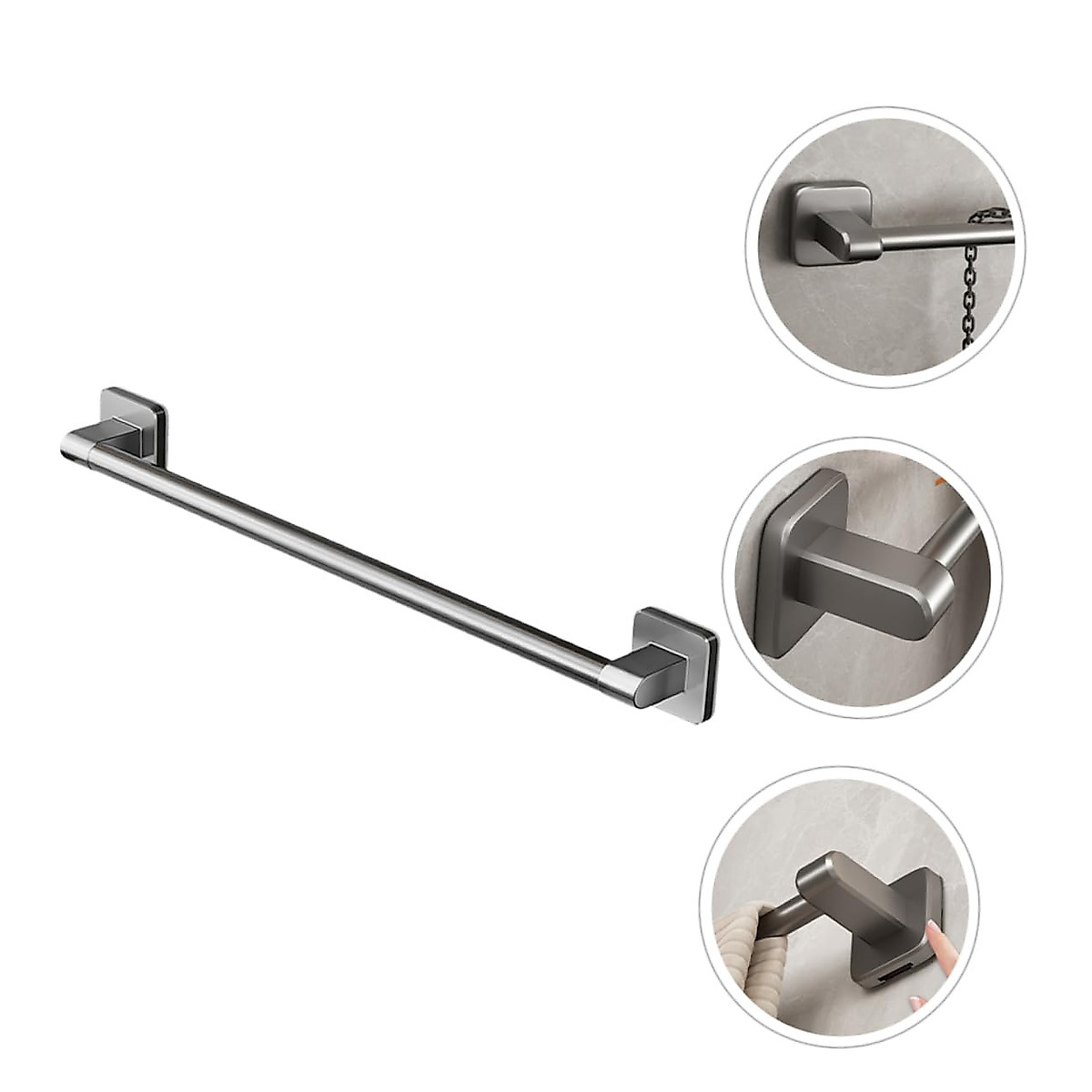 ABOOFAN Wall Nail- Single Pole Towel Hanger Gray 50cm Kitchen Cabinets Towel Rack Towel Bar Wall Mount Towel Organizer Bathroom Slipper Bathroom Racks Towel Holder Wall Heavy