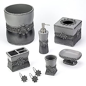 Avanti Linens - Wastebasket, Decorative Trash Can, Stylish Home Decor (Braided Medallion Collection, Granite)