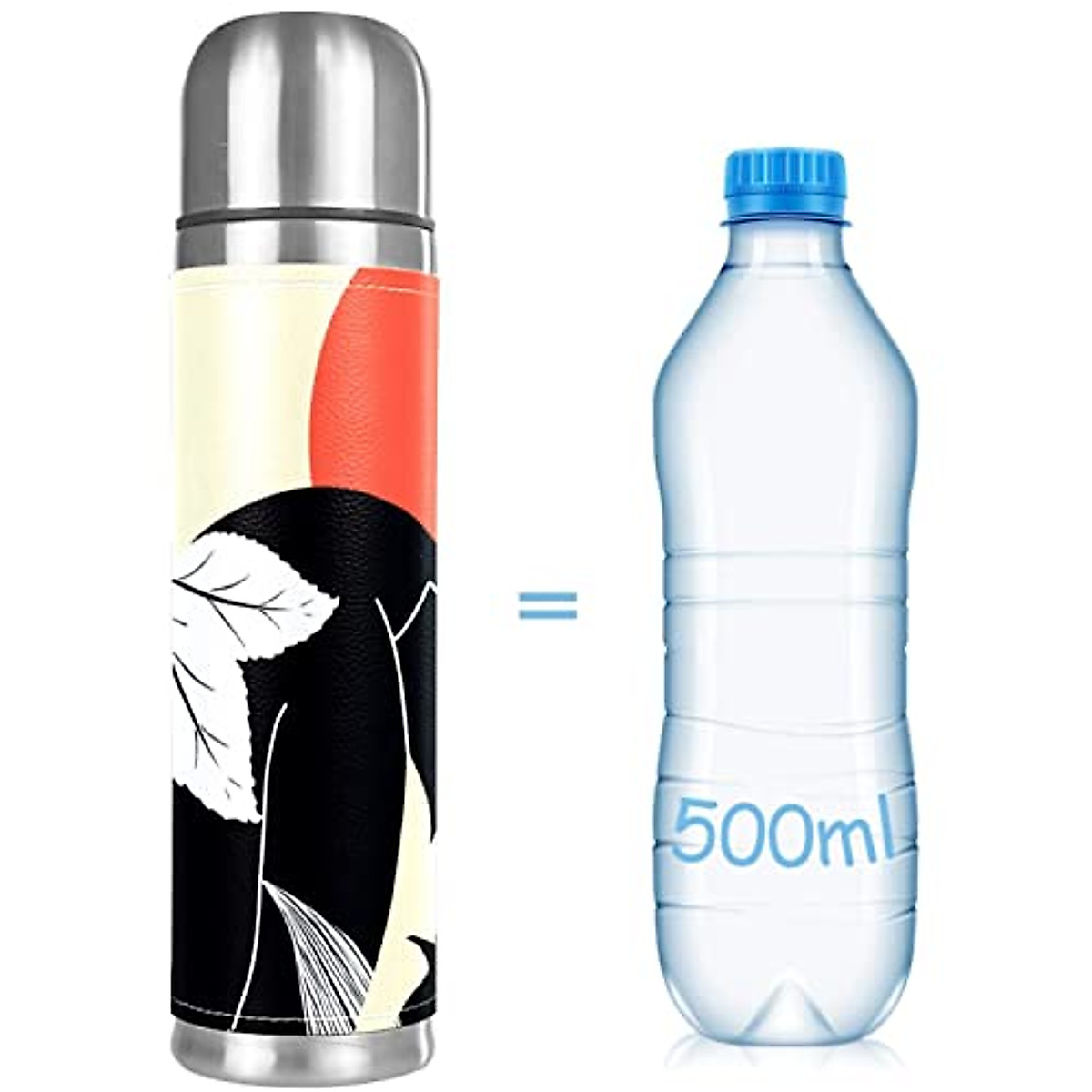 Stainless Steel Leather Vacuum Insulated Mug Penguin Thermos Water Bottle for Hot and Cold Drinks Kids Adults 16 Oz