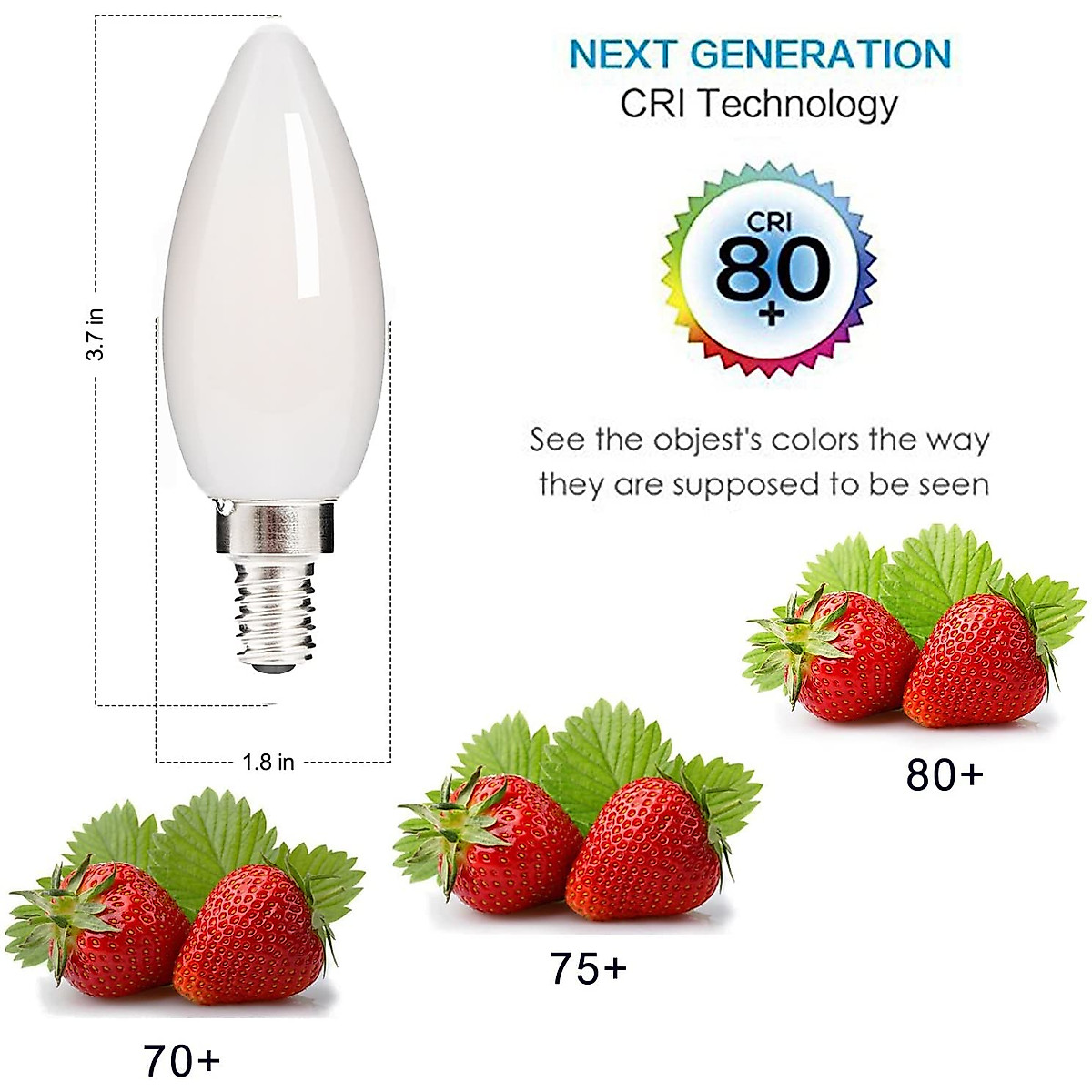 HOLA LED Candelabra Bulb, 40W Equivalent LED Chandelier Bulb, Dimmable LED Lamp Bulb E12 Base, Warm White 2700K LED Filament Bulb Milk White Glass, 4W 400 Lumens 360 Beam Angle, 6 Pack
