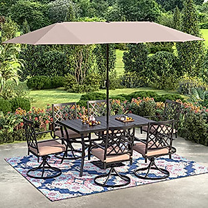GREEN PARTY Patio Umbrella 13ft Outdoor Umbrella Double Sided Market Umbrella with Crank Twin Large Umbrella for Patio Garden Pool Backyard (Beige)