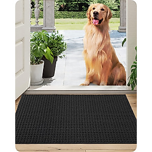 LUMI Indoor Door Mat, Non-Slip, Absorbent, Fade Resistant, Easy Clean, Natural Rubber Backed, Industrial Grade Polypropylene Fibers, Beautifully Crafted Design Mat, 24"x36", Dark Grey