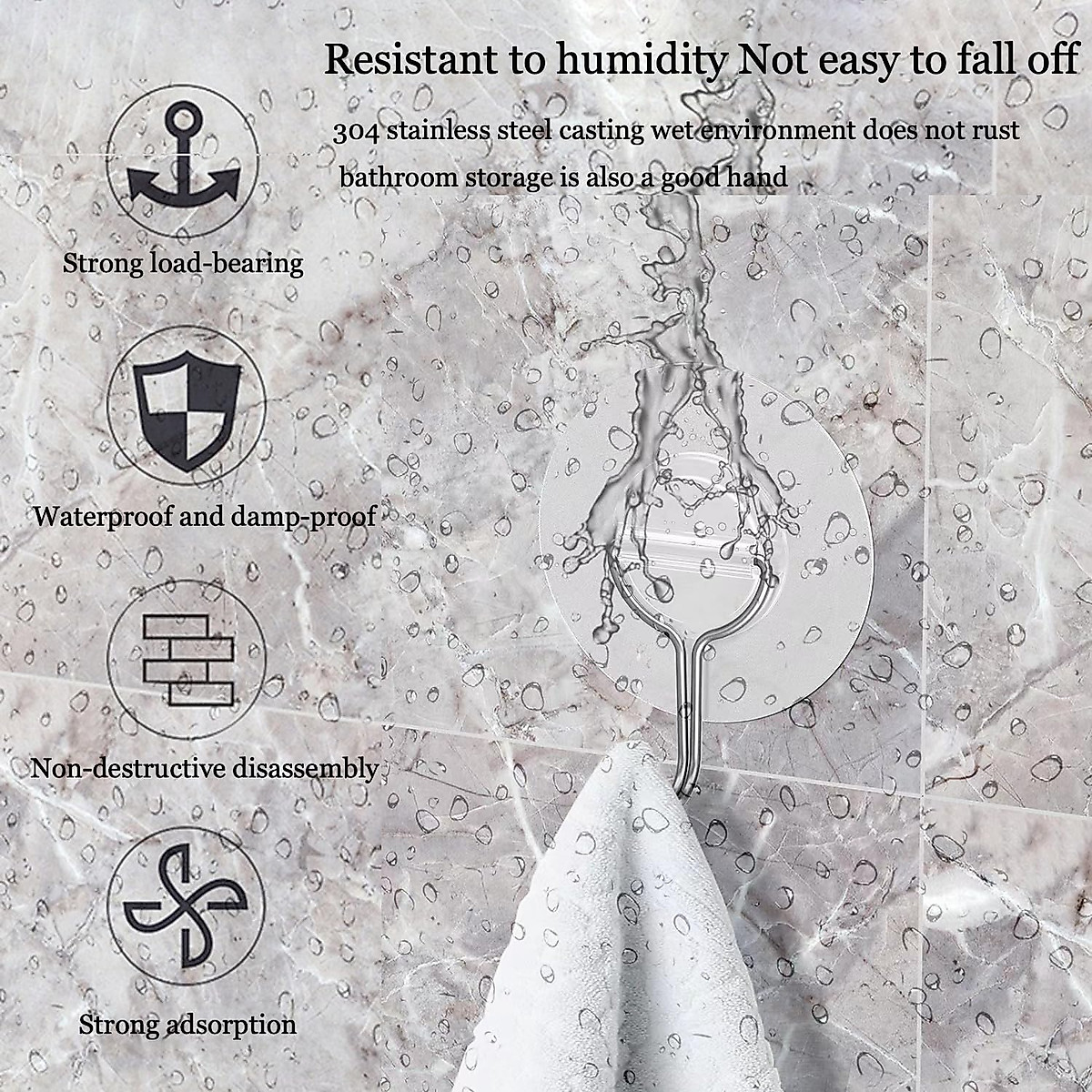 MAGPIE Adhesive Hooks 30kg/66lbs(Max) Duty Wall Hooks SelfTraceless Clear and Removable, Waterproof and Rustproof Multiple Uses for Bathroom Kitchen Home 10 Pack