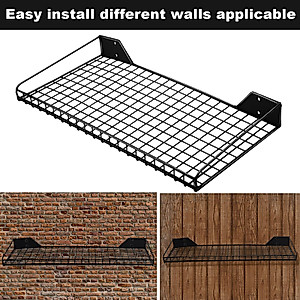 Suzile 4 Pcs Garage Wall Shelf 23.6'' x 11.8'' Wall Mount Heavy Duty Metal Shelves Mesh Storage Rack for Garage, Office, Basement and Kitchen, Load up to 100 Lbs, Black