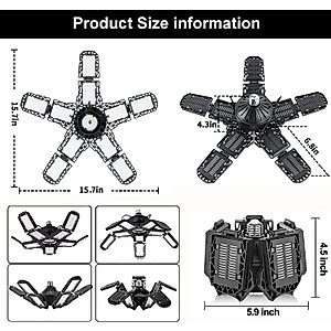 MUCLUD 4Pack 200W LED Garage Lights,Deformable LED Garage Ceiling Lights 22000LM E26/E27 Garage Lighting with 10+1 Adjustable Panels 6500K Daylight Garage Lights for Garage Basement Warehouse