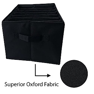 Wardrobe Clothes Organizer for Folded Clothes, Upgrade Closet Organizers With 7 Grids Clothes Folding Storage with Handle Cotton Fabric Closet Storage 2PC (Gray and Beige Cotton Material) (oxford fabric)