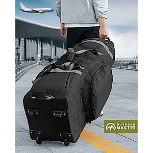 OutdoorMaster Padded Golf Club Travel Bag with Wheels, 900D Heavy Duty Oxford Waterproof -Alligators - Black
