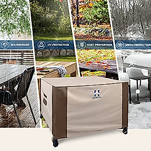 HAMLER Patio Furniture Covers, Rectangular Patio Heavy Duty Table Cover, 420D Tough Oxford Cloth Waterproof Outdoor Dining Table & Chairs General Purpose Furniture Cover 56" L x 56" W x 27.5" H