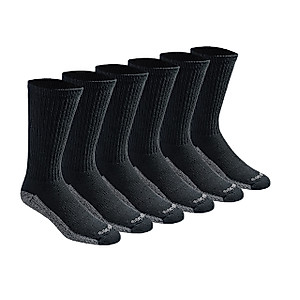 Dickies Men's Dri-Tech Original Moisture Control Crew Socks, Available in M-XXL (6, 12, 18, Black (6 Pairs), Medium