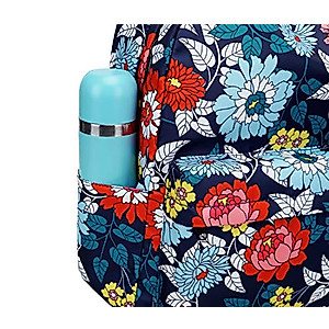 Joymoze Teen Girl School Backpack with Insulated Lunch Bag Pencil Purse Blue Flower One_Size