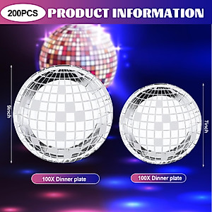 Mifoci 200 Pcs Disco Paper Plates Disco Party Supplies 7" and 9" Silver Foil Disposable Plates Disco Ball Dessert Dinner Plates 70s Party Paper Tableware for Rock Roll Dance Music Party Decorations