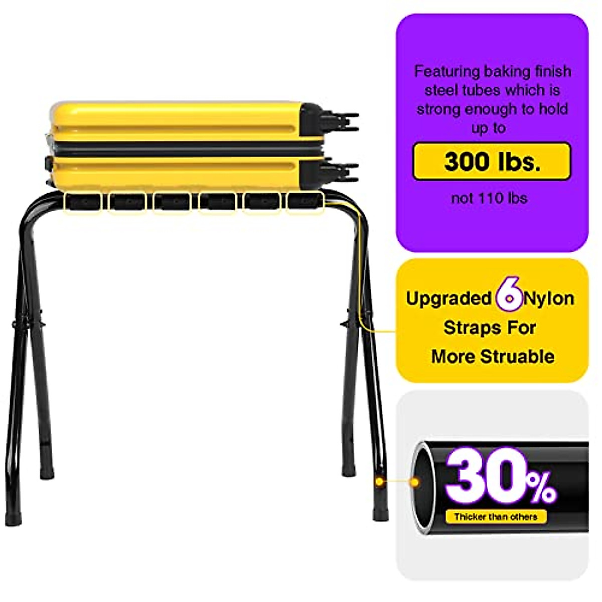 Ulimart Luggage Rack 2Pcs Upgraded Suitcase Stand,Folding Steel Frame,Luggage Rack For Guest Room,Luggage Rack For Suitcases For Bedroom,Easy Assembly Guest Room Essentials