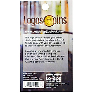 Congratulations Graduate Christian Coin, Religious Graduation Pass Along Token of Rejoicing, for High School, College, and Graduate School, Antique Gold-Color Plated Daniel 1:17 Gift