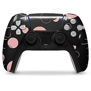 WraptorSkinz Skin Wrap compatible with Sony PS5 DualSense Controller Lots of Dots Pink on Black (CONTROLLER NOT INCLUDED)