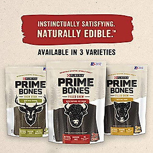 Purina Prime Bones Made in USA Facilities Natural Small Dog Treats, Filled Chew With Pasture-Fed Bison - 14 ct. Pouch