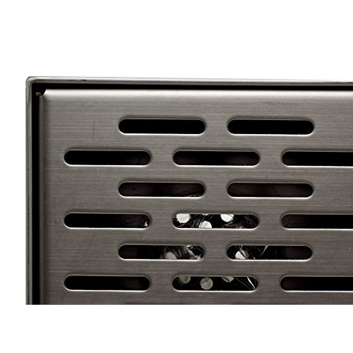 ALFI brand ABSD55C 5" x 5" Modern Square Stainless Steel Shower Drain with Groove Holes, Silver