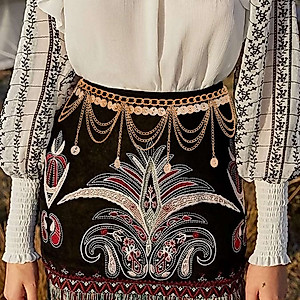 Navoky Tassel Detail Chains Belt Layered Gold Coin Pendant Waist Chain Dress Jewelry Accessories for Women