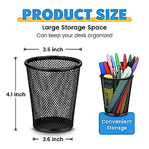 Smgmg Pen Holder for Desk, Pencil Holder for Desk, 4 Pack Pencil Cup for Pen, Mesh Metal Pen Organizer for Desk Black, Desk Pen Holder