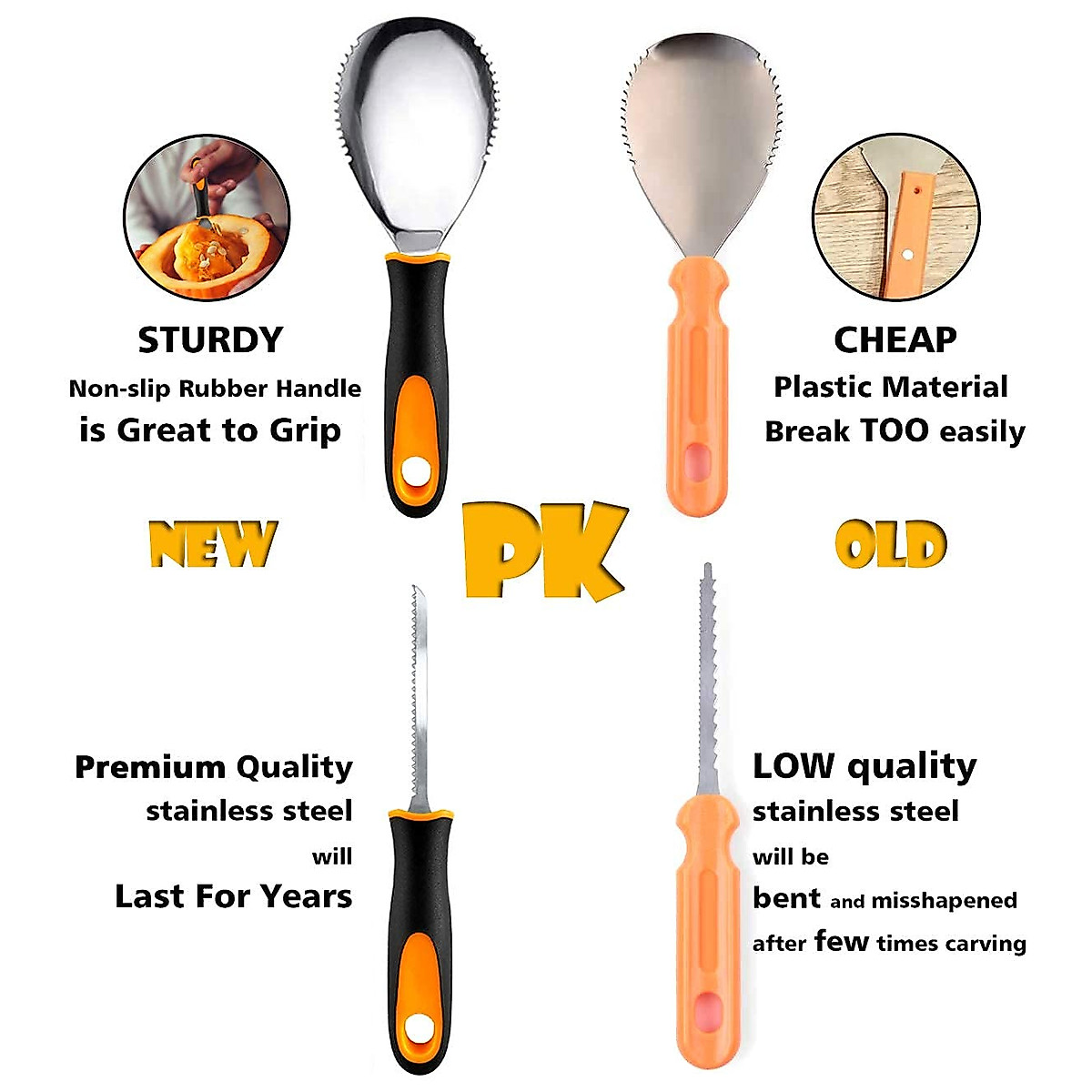 YAOMAISI Halloween Adult and Children Pumpkin Carving Kit Carving Knife Upgraded Edition 12 Pieces of Professional Stainless Steel Pumpkin Carving Tool Belt Handbag