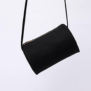 YONBEN Cross Body Bag Womens Casual Cylinder Shape Handbag Simply New Popular Shoulder Bag Lightweight Stylish (Black)